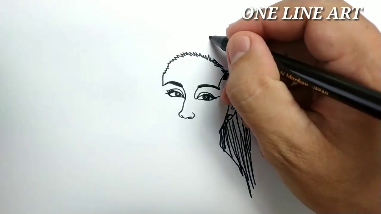 VERY EASY , one line drawing ariana grande / how to draw in one line ...
