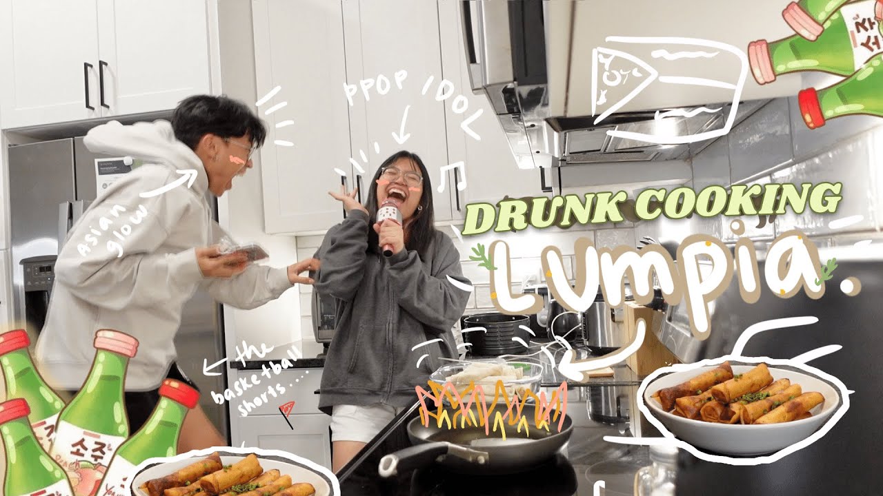 DRUNK COOKING FILIPINO FOOD (LUMPIA SPRING ROLLS) - YouTube