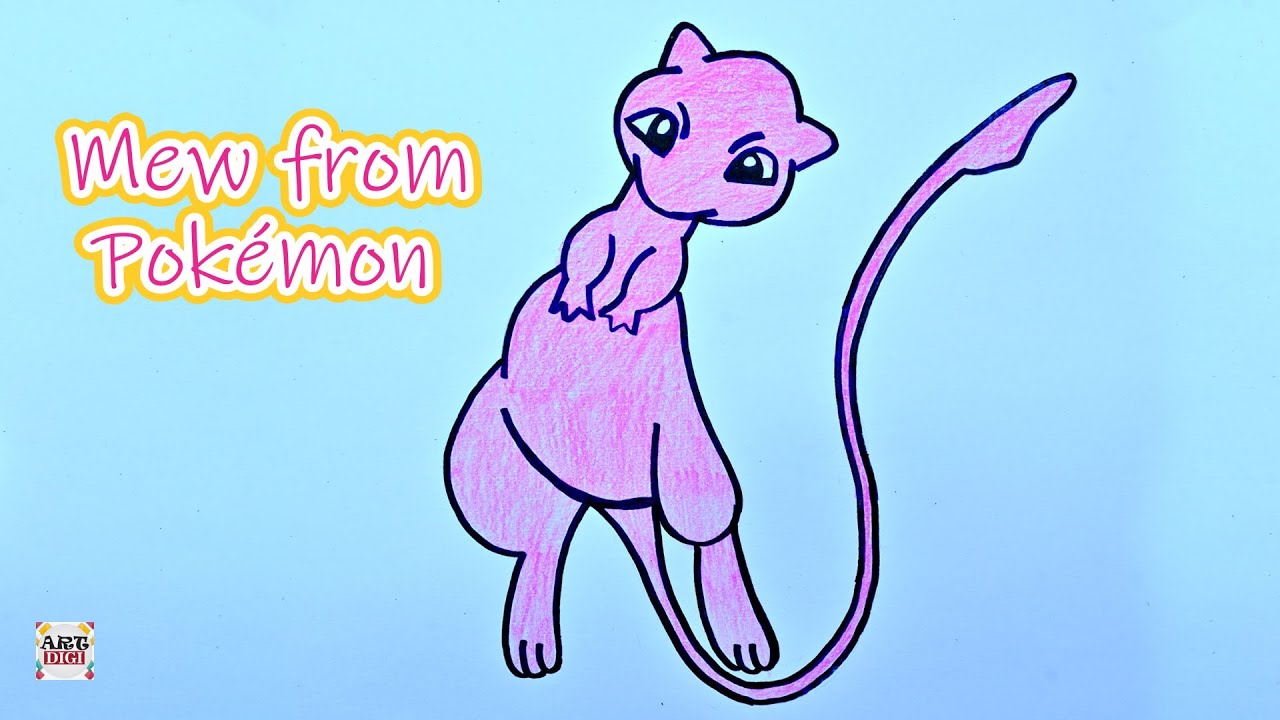 How to draw Mew from Pokémon | Pokémon step by step drawing - YouTube