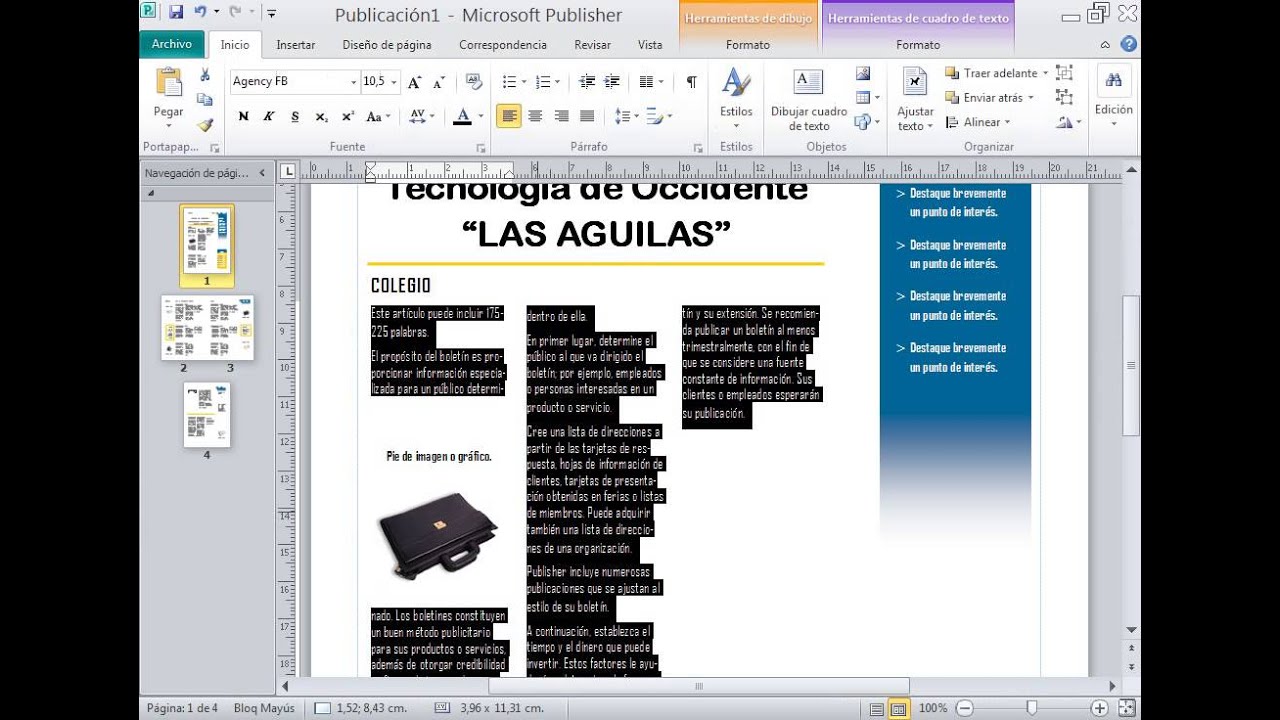Como crear un boletín en Publisher 2012 - YouTube