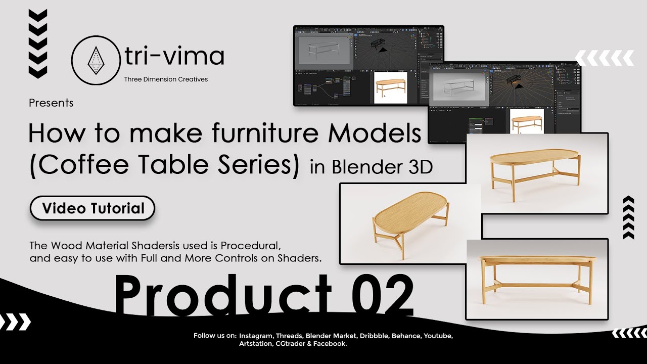 How to make furniture Models Coffee Table Series in Blender 3D Product ...