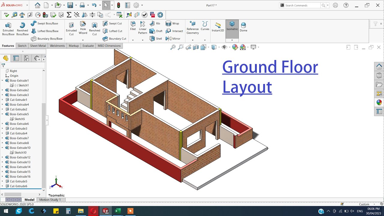 Single floor house design in Solidworks | Solidworks Tutorial ...