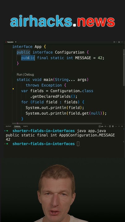 Java Interfaces The Shortest Possible Field Constant Java Shorts Coding Airhacks Youtube