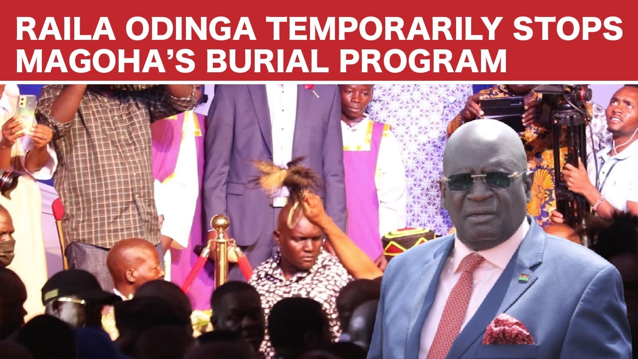 STANDSTILL AS RAILA ODINGA ARRIVES AT GEORGE MAGOHA'S BURIAL - YouTube