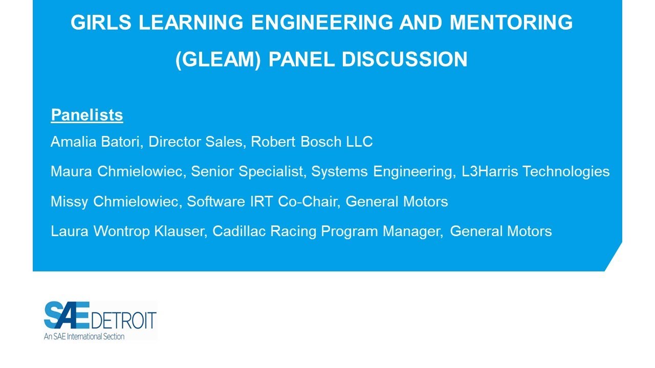 Girls Learning Engineering and Mentoring (GLEAM) Panel Discussion - YouTube