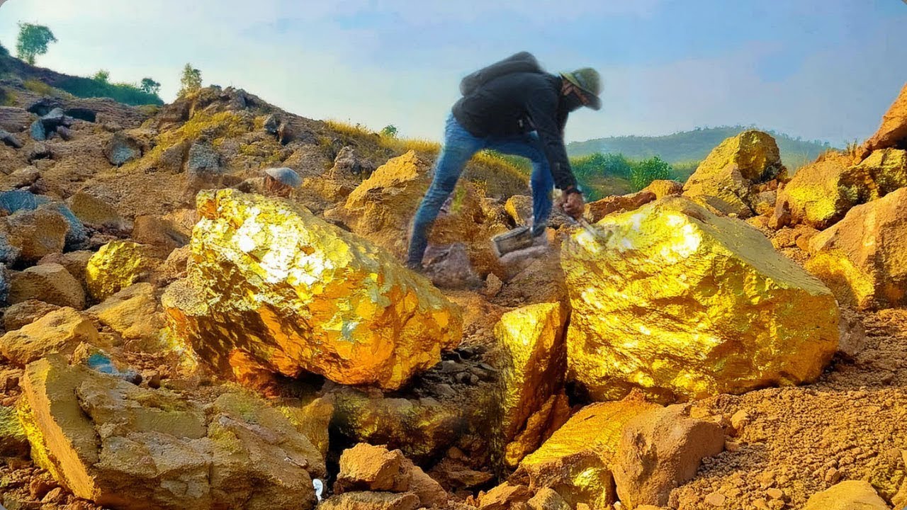 top videos finding gold! gold miner found a lot of gold under stone on ...