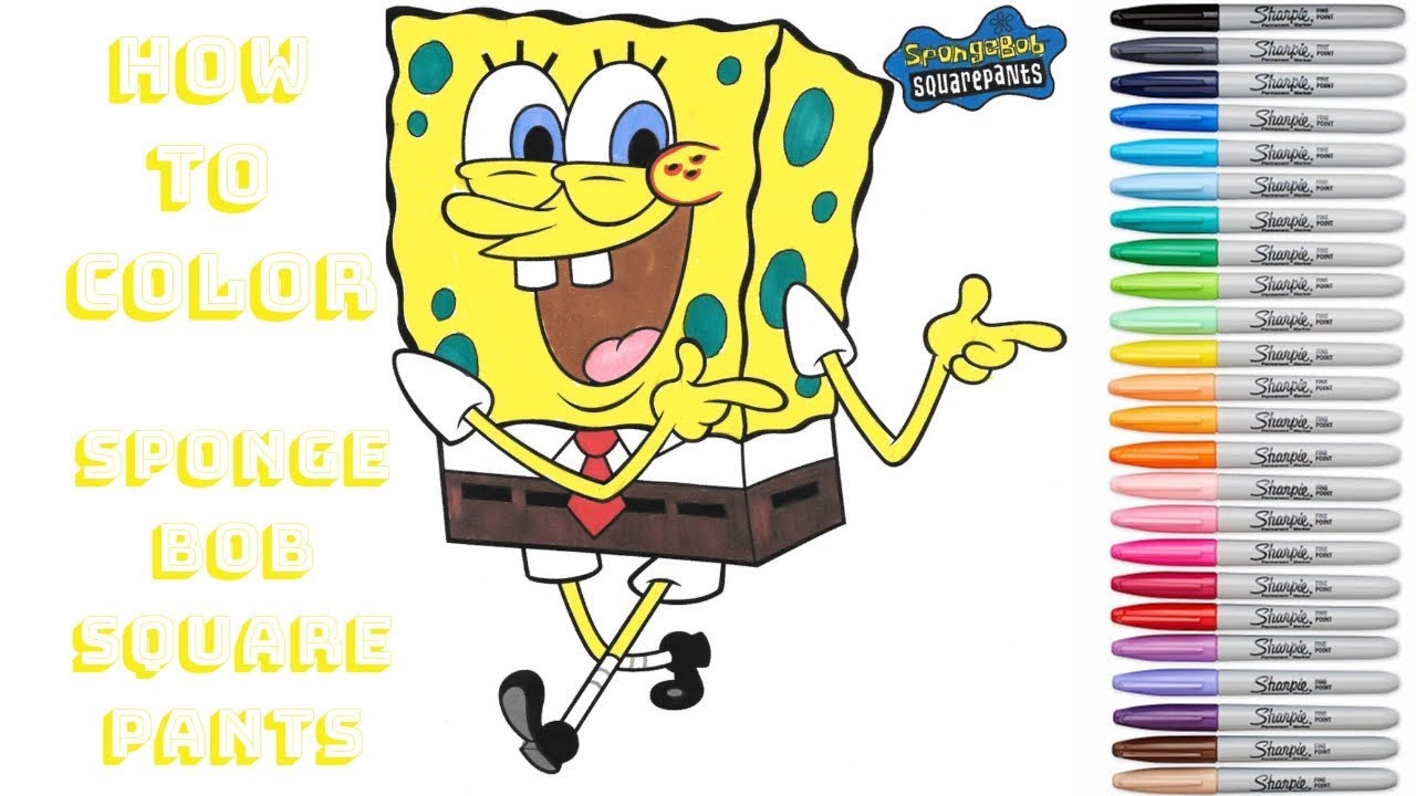 Coloring SpongeBob SquarePants Crayola Coloring Page SHARPIE Markers ...