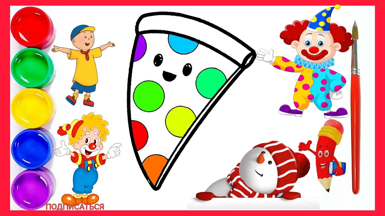 Draw a pizza for kids.Рисовать пицца для детей.dibujar pizza para niños ...