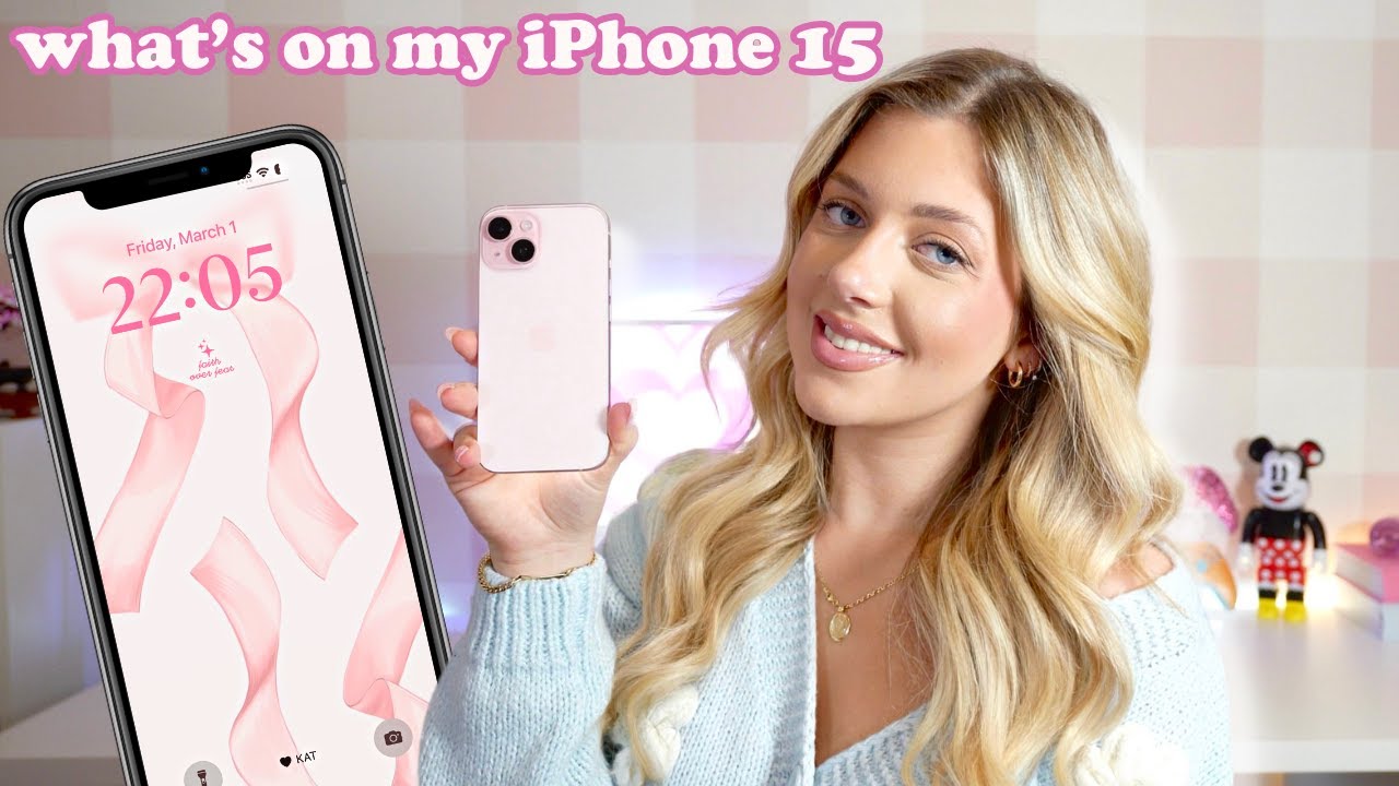 🎧🎀 What's on my PINK iPHONE 15: best widgets, phone accessories ...