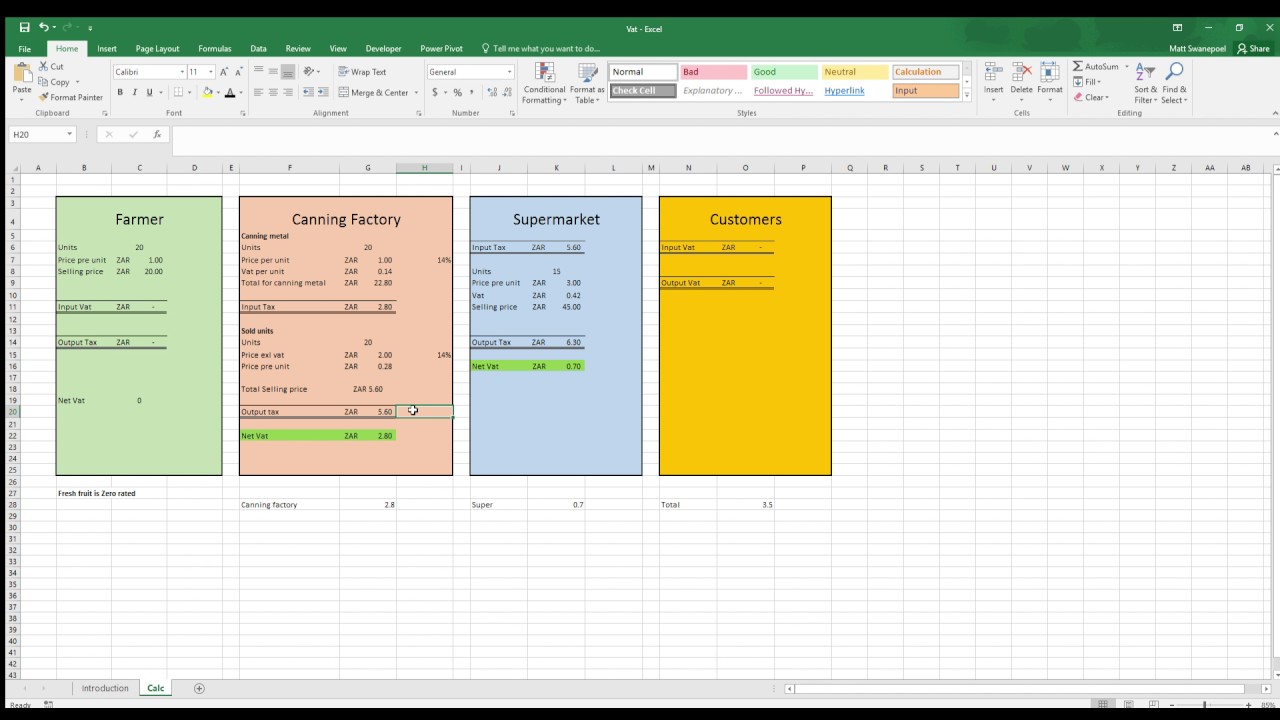 Excel VAT Value Added Tax In South Africa YouTube