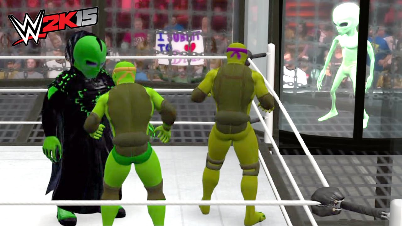 TMNT vs ALIENS (Teenage Mutant Ninja Turtles) - WWE 2K15 - YouTube