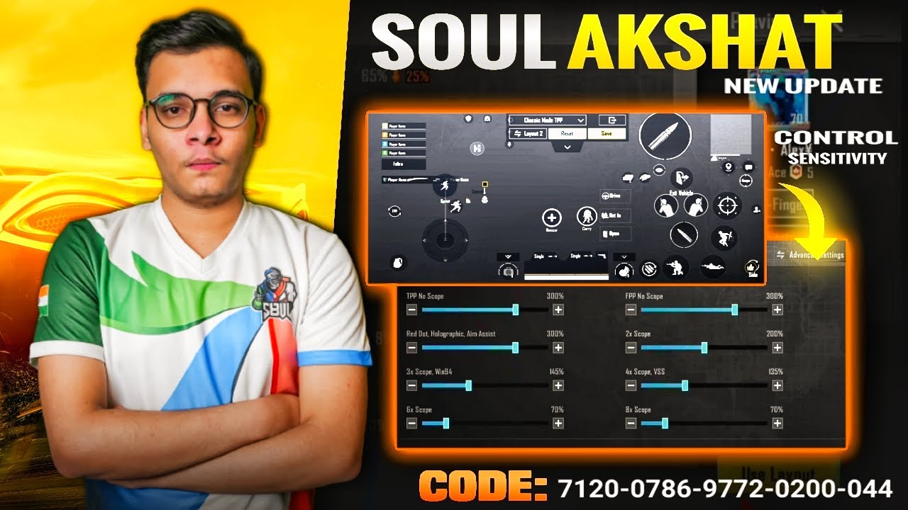 Update 2.5 SOUL AKSHAT Sensitivity & Soul Akshat 3 finger Control code Bgmi || Akshat ...