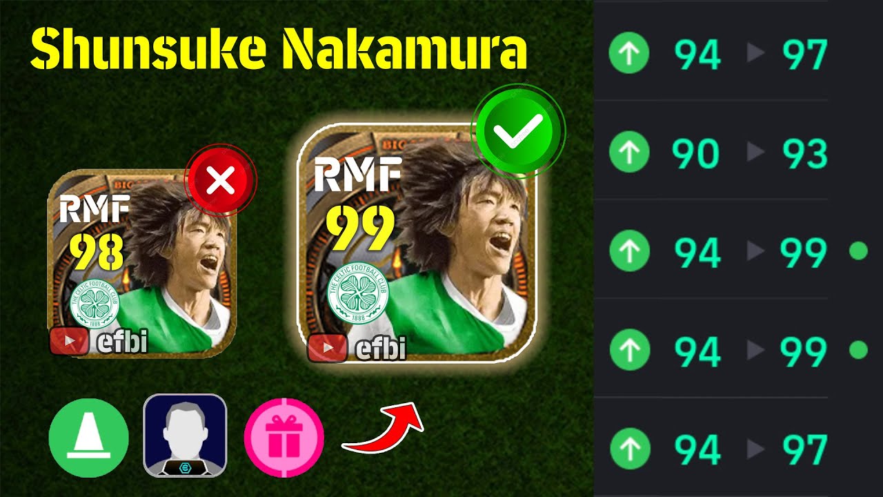 Shunsuke Nakamura 99 BEST TRAINING Max Level, Player Progression, Free Big Time eFootball 2025 ...