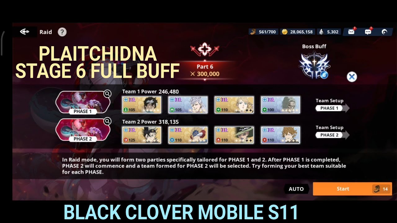 Plaitchidna Stage 6 Full buff Day 1 | Black Clover Mobile season 11 ...