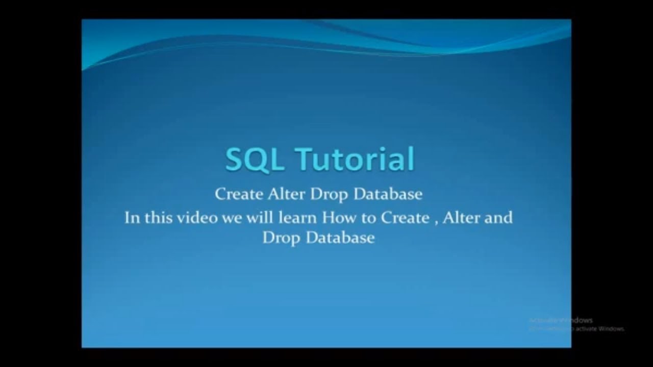 Create alter drop database in SQL - YouTube