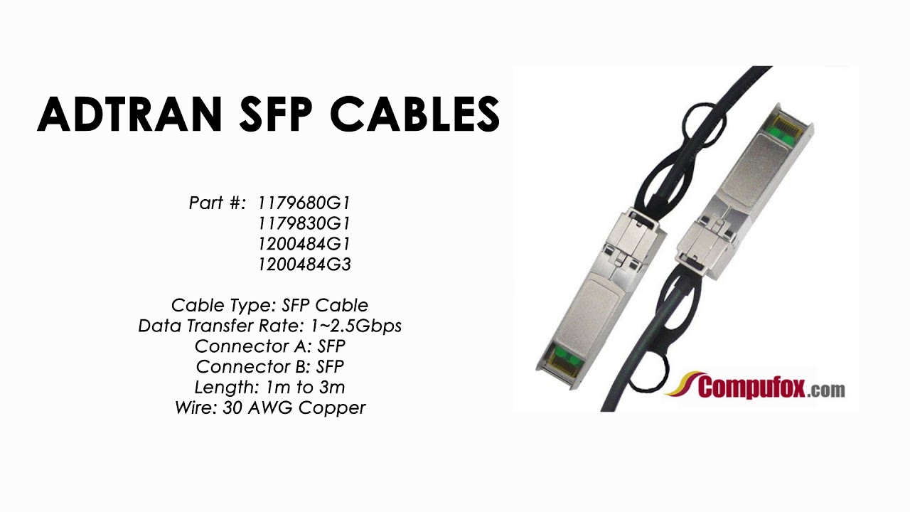 Adtran Compatible SFP Cables, 1Gbps/2.5Gbps, SFP/SFP - YouTube