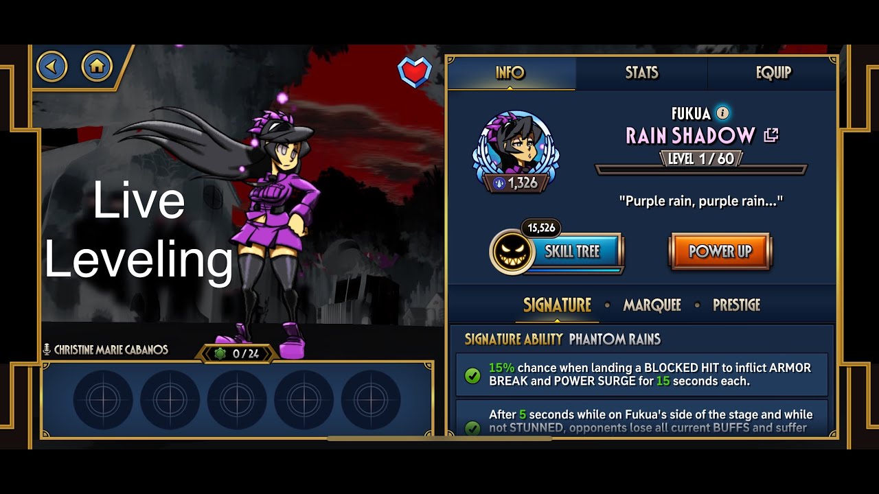 Skullgirls Mobile Livestream: Rain Shadow Live Leveling - YouTube