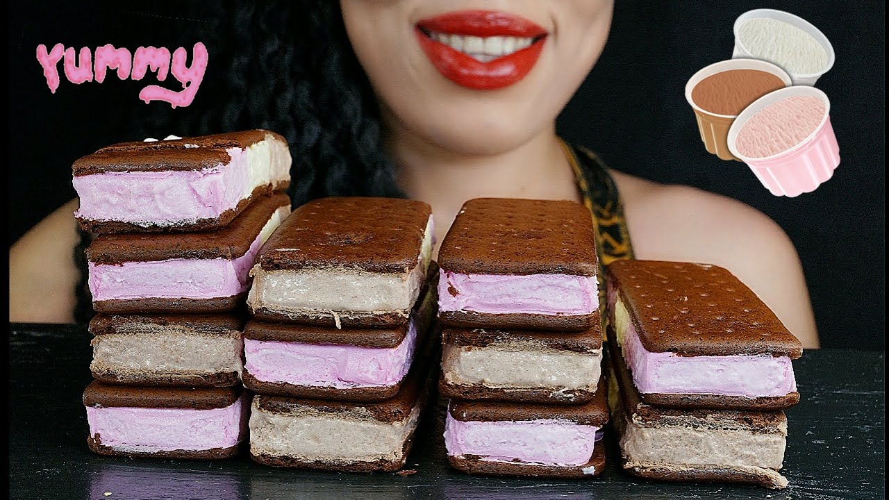 Asmr Neapolitan Ice Cream Sandwiches Relaxing Eating Sounds No