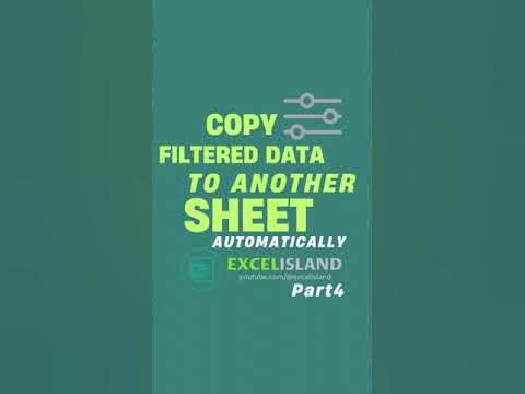 Automatically Copy Filtered Data to Another Sheet | Advance Filtering in Excel - YouTube