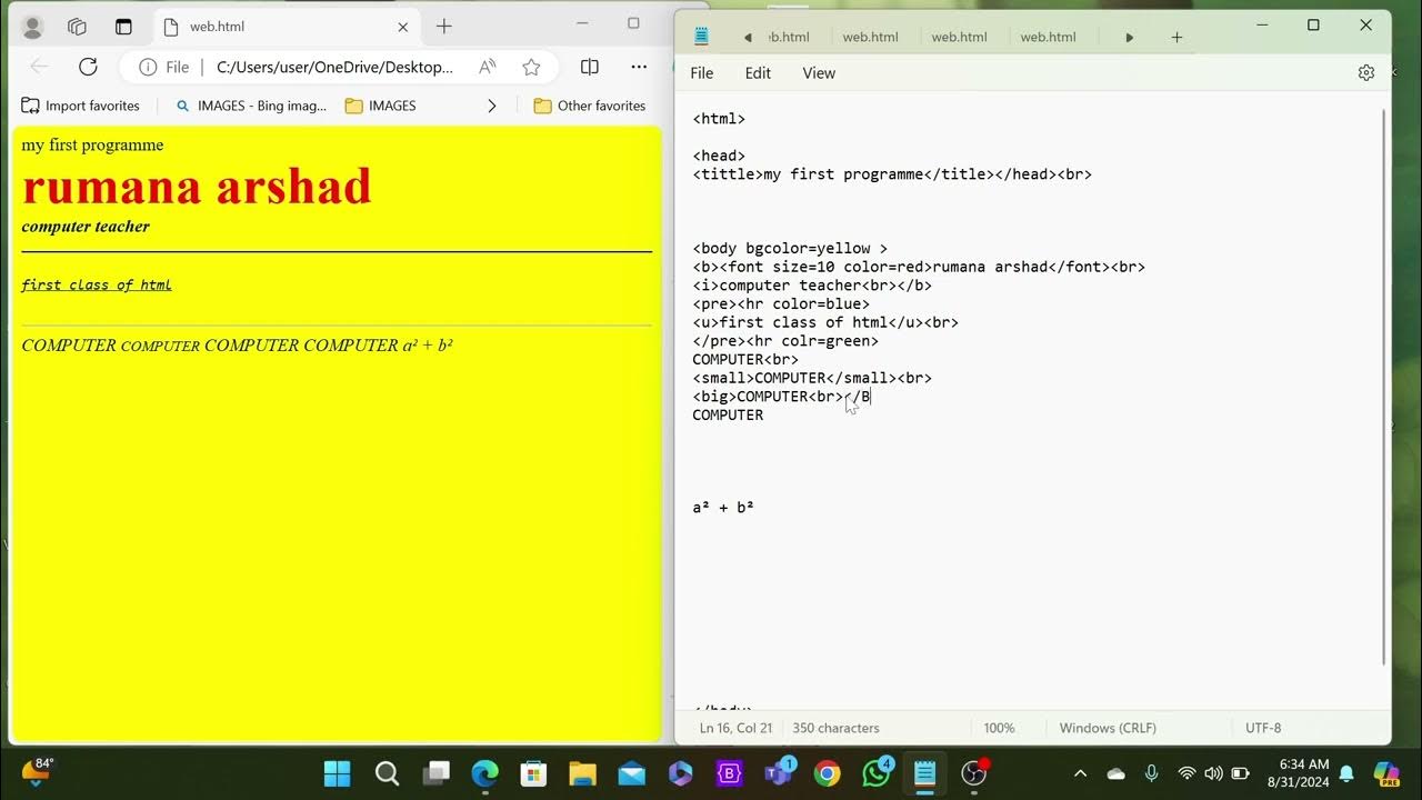HTML BASIC Lesson-2 1.Pre Tag 2.Small & Big Tag 3.Sup & Sub Tag 4 ...