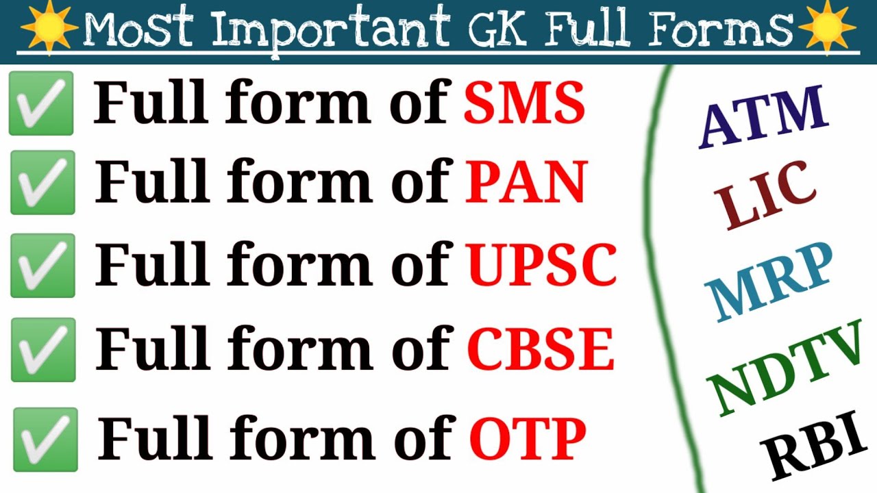 Most Important GK Full Forms General Classes General Knowledge most-important-gk-full-forms-general-classes-general-knowledge