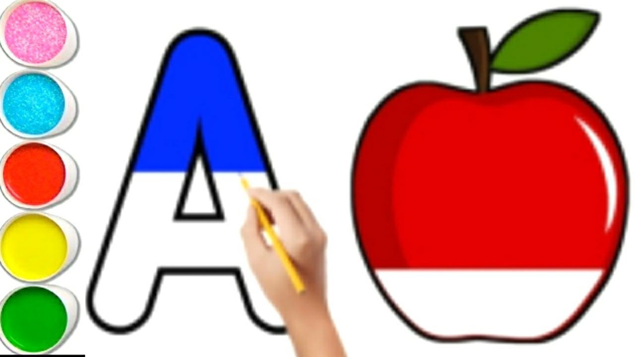 A for Apple, Drawing,Coloring,Painting, Abc Dotted Tracing, English ...