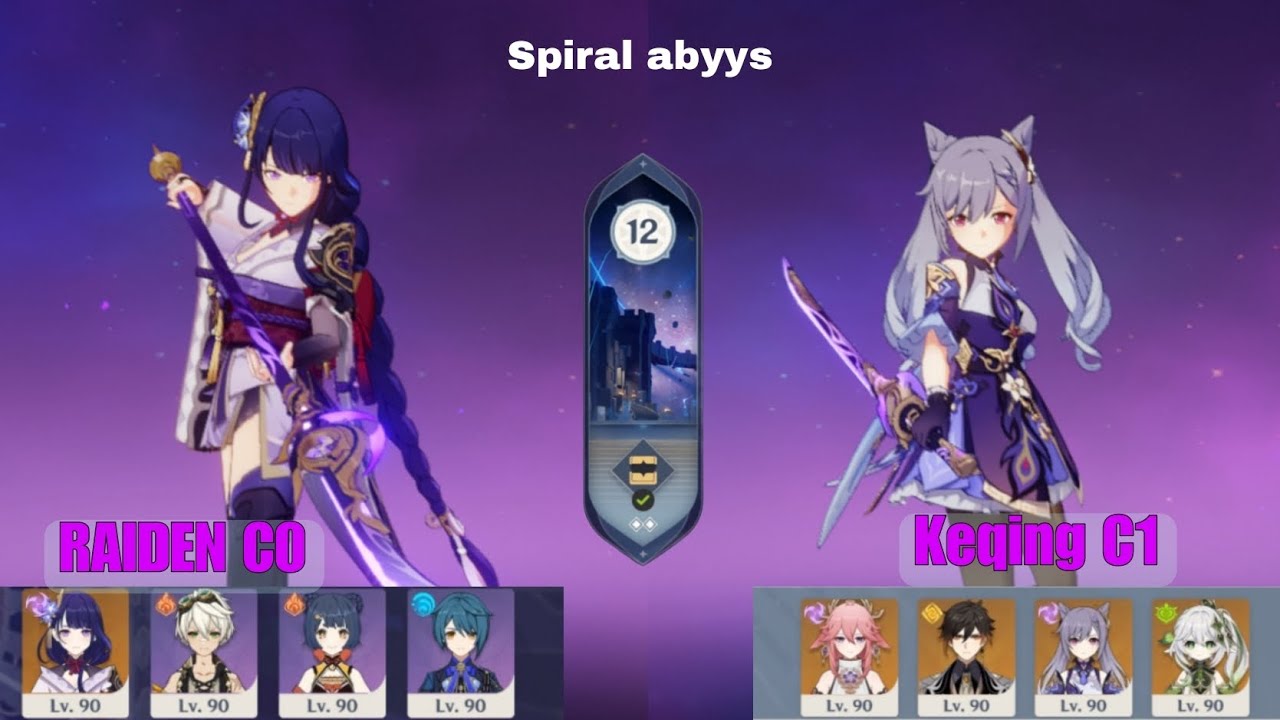 Raiden Shogun C0 National & Keqing C1 Agravate || Spiral Abyys 9⭐ ...