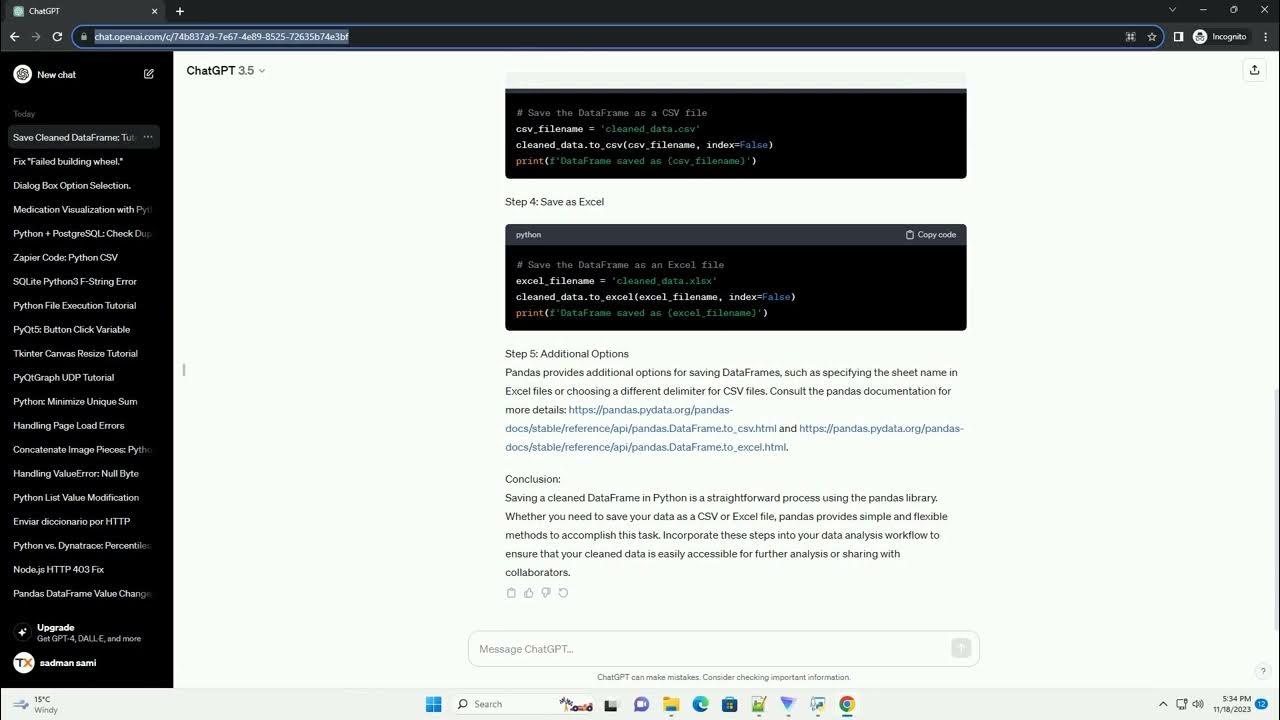 Saving a cleaned dataframe python - YouTube