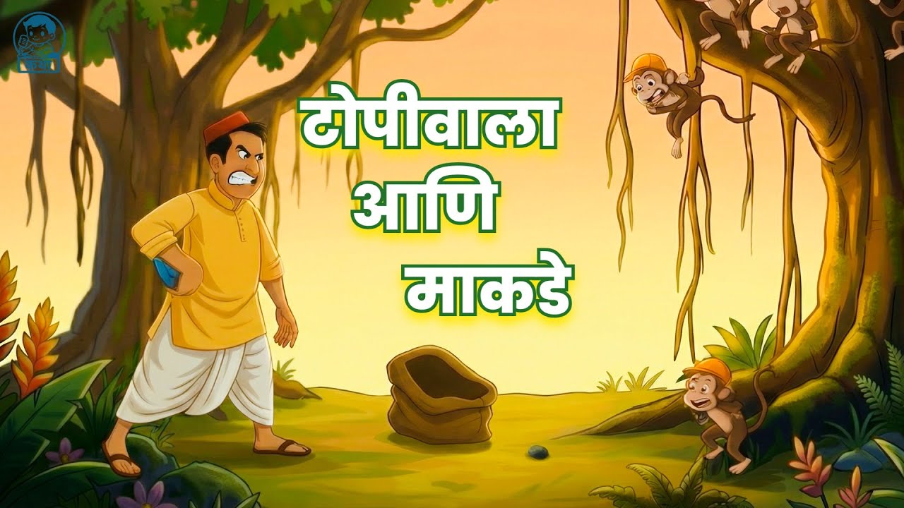 Topiwala Aani Makade | Marathi Kids Animated Story | Katha | टोपीवाला ...
