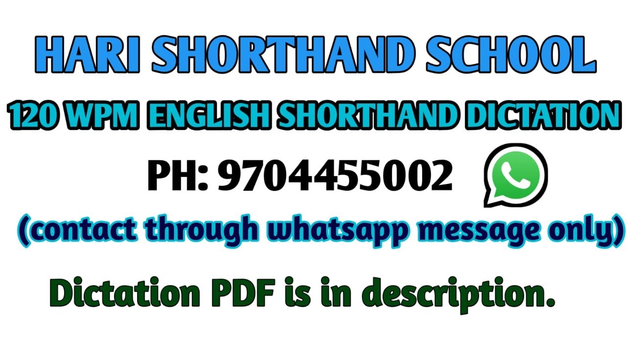 120 WPM ENGLISH SHORTHAND DICTATION TNDTE NOVEMBER 1989| SSC, SBTET ...