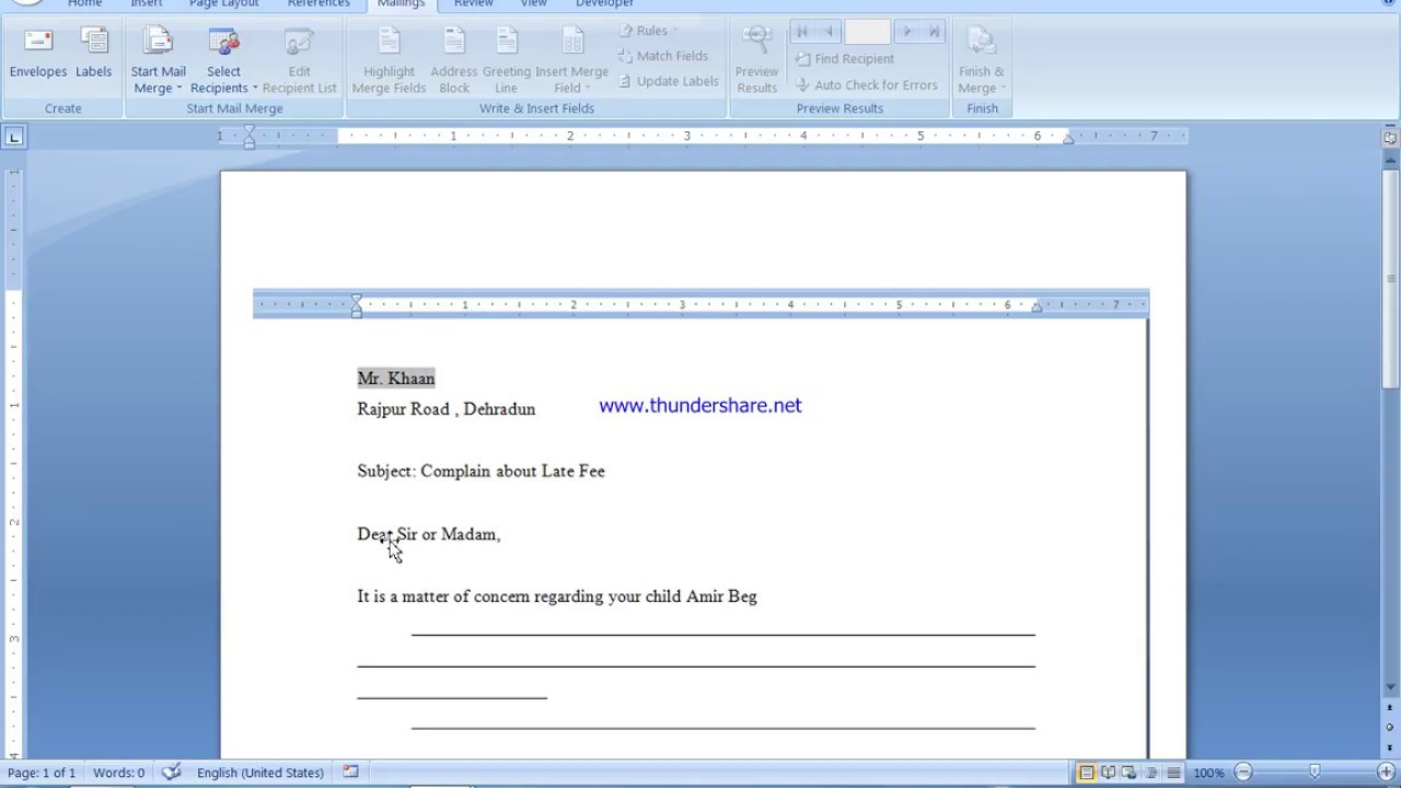 MS Word Select Recipients Use Existing List - YouTube
