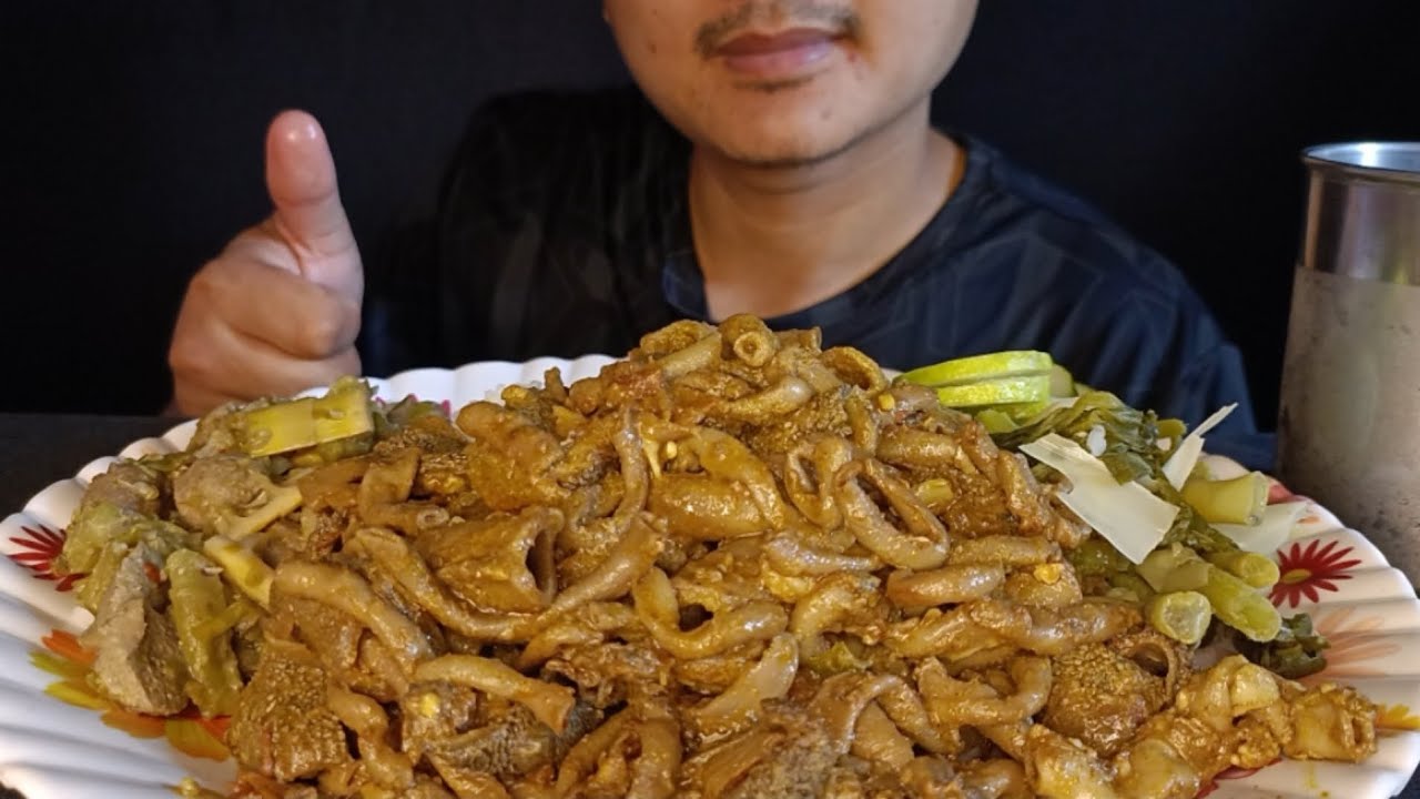 ASMR EATING SPICY MUTTON BOTI, MUKBANG | GOAT INTESTINE, EATING SHOW ...