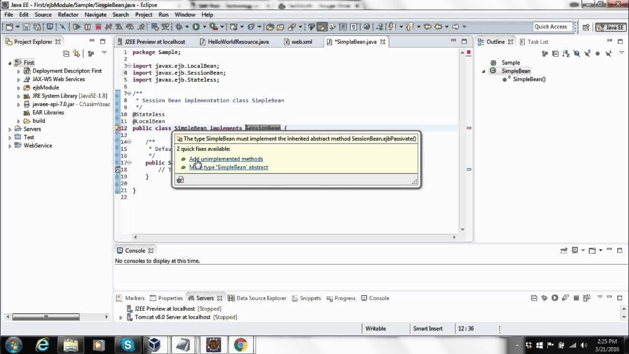 Creating Java EJB Project And SessionBean Using Eclipse In Urdu - YouTube