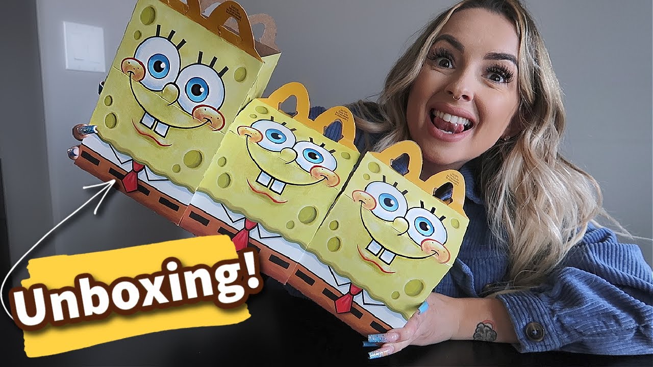 SPONGEBOB happy meal unboxing & eating show! - YouTube