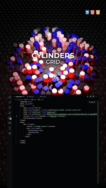 Cylinders Grid (JS, CSS & HTML🧑‍💻) #coding #programming #2025 #htmlcssjs #webdev #cssanimations ...