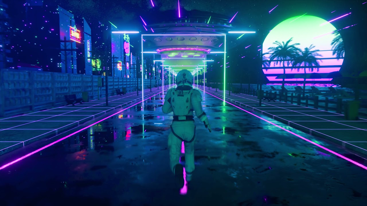 [4K] Running Forever - Space Man Running Loop - Cyberpunk Visual - YouTube