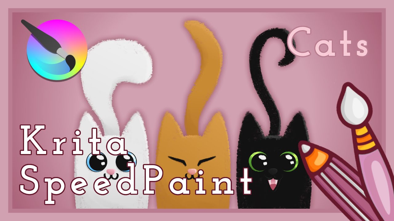 Drawing Process of my Cats Design | Krita Speedpaint - YouTube