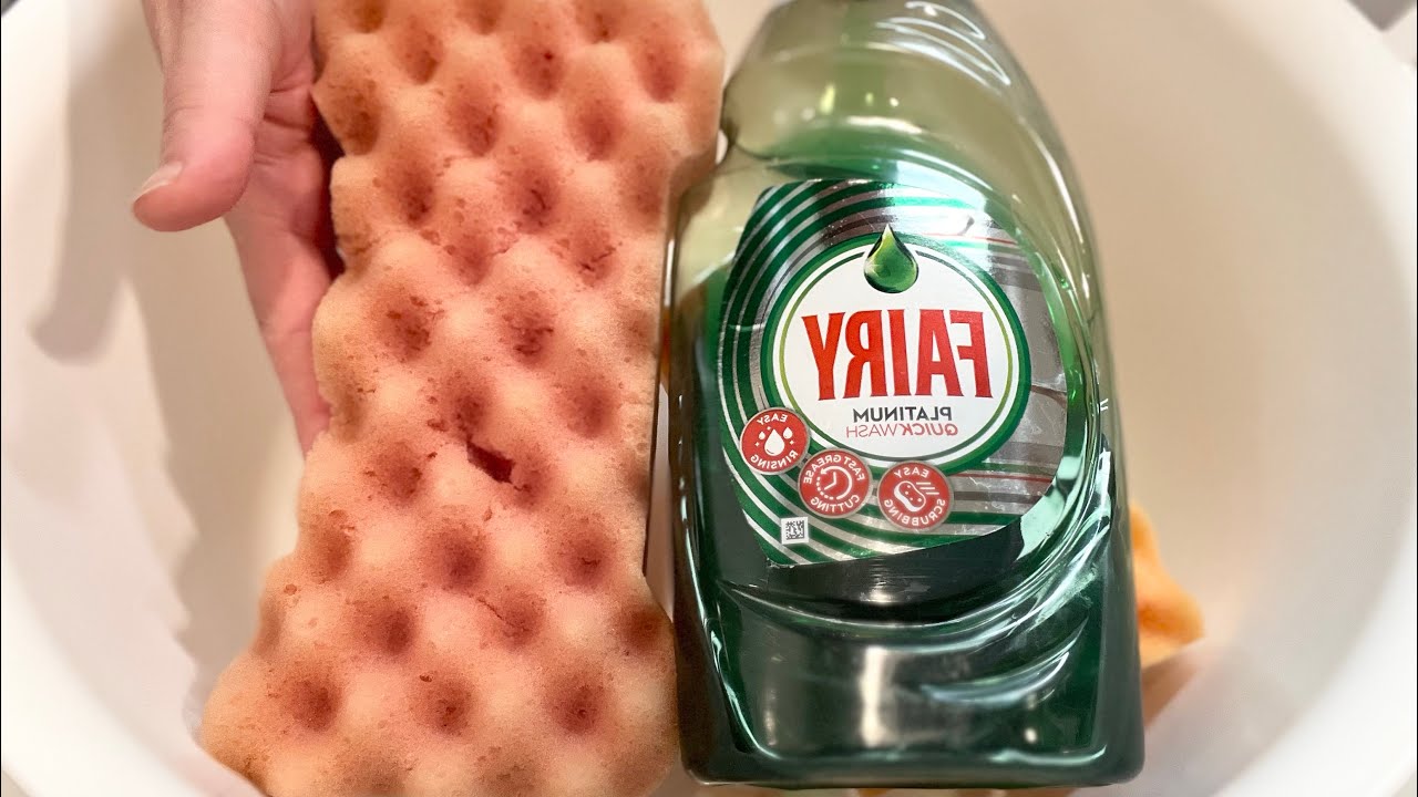 Pink waffle sponge ️ Overseas dishwashing detergent fairy ️ Squeeze ...