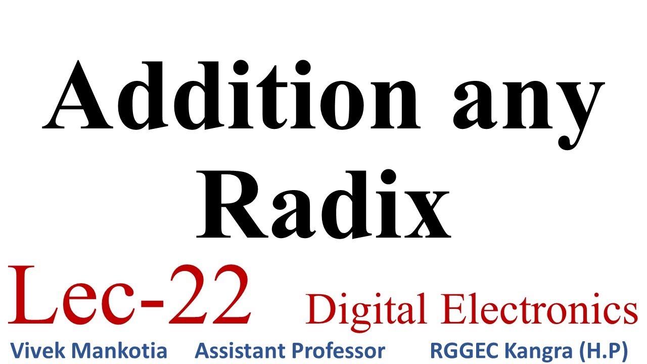 Addition any Radix :Lec-22 - YouTube