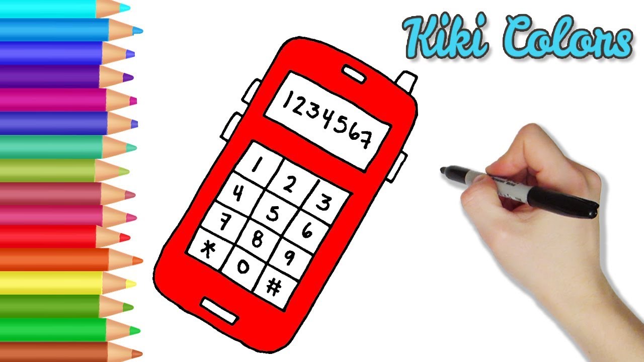 How to Color a Phone | Teach Drawing for Kids and Toddlers Coloring ...
