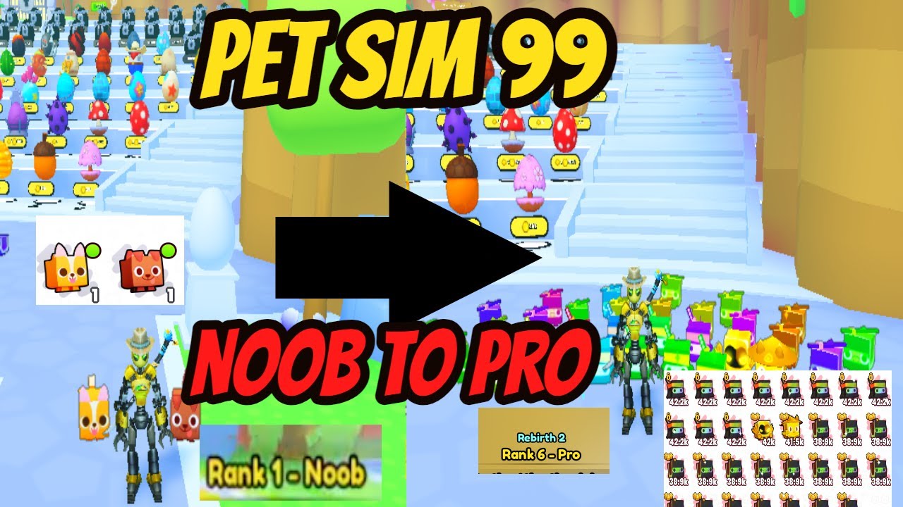 Pet Simm 99 Noob 2 Pro Free to Play in 1 video !!! Tips to get stronger ...