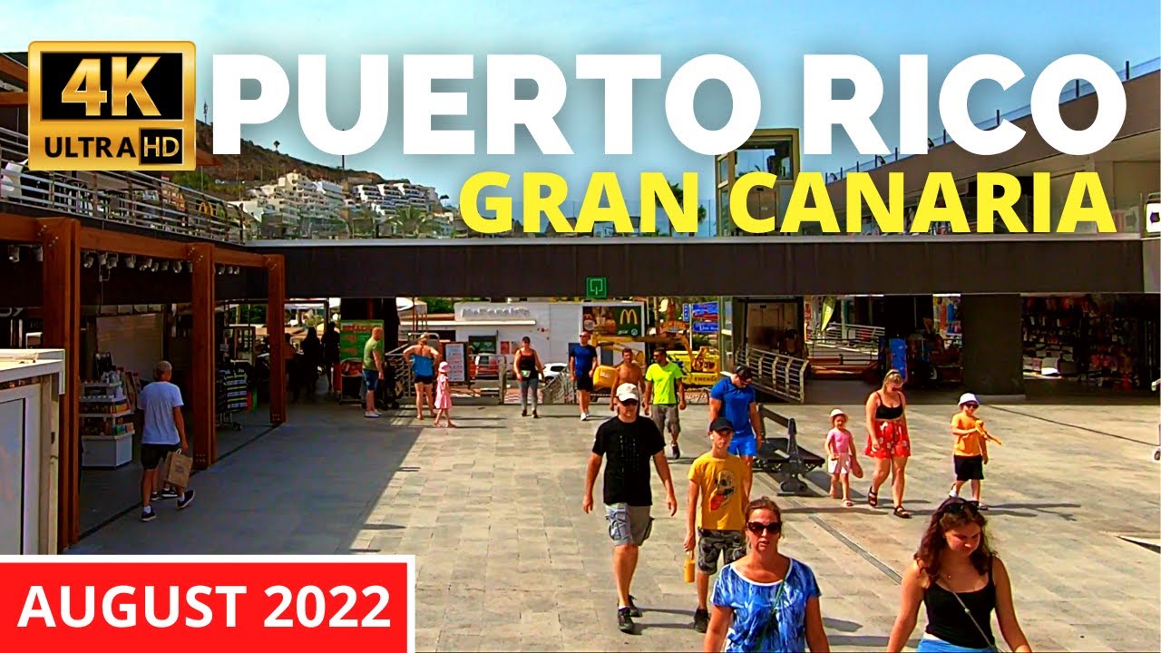 Mogan Mall to Puerto Rico Shopping Center 🔴 Gran Canaria Walk August ...