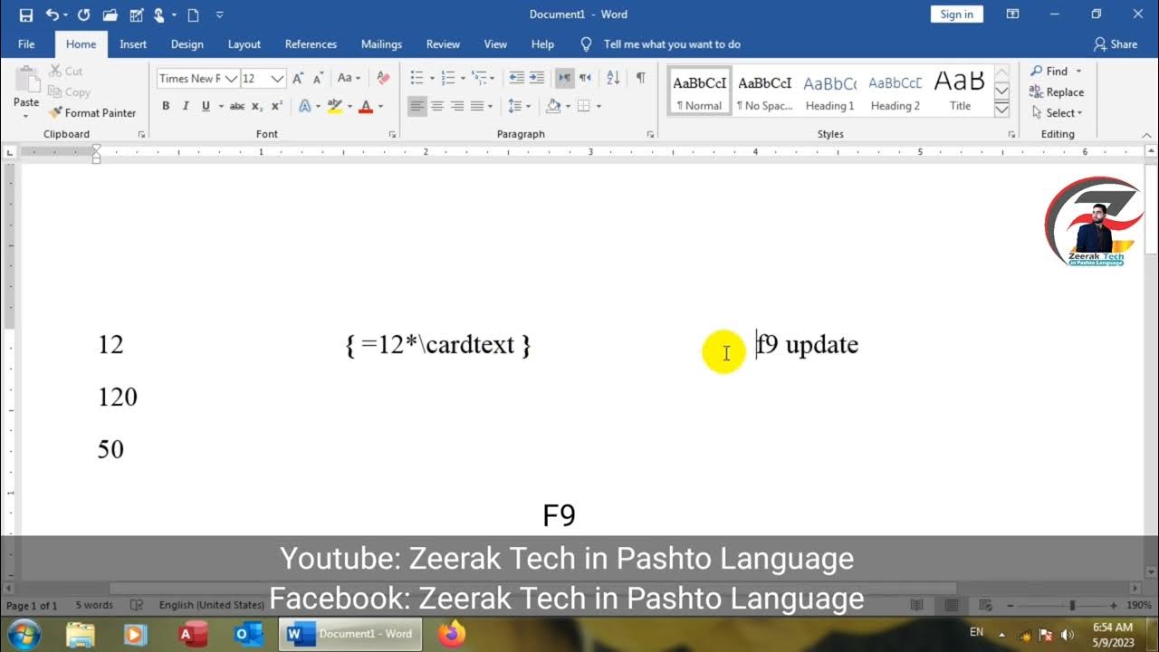 Microsoft Word I convert Numbers to (Text) Alphabet l in pashto ...