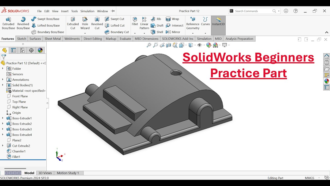 SolidWorks Tutorial | Practice Part for Beginners | 3D Solid Modeling ...