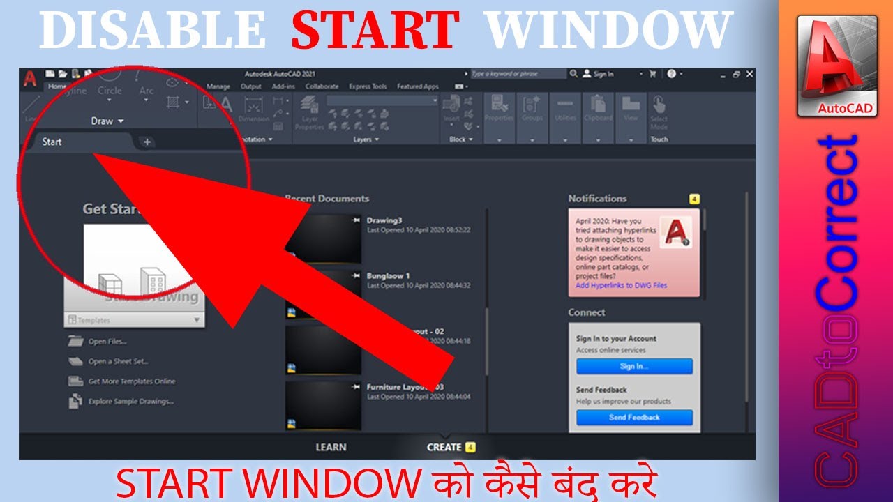 Close Start Window or Tab in AutoCAD, Start Window or Tab ko AutoCAD me ...
