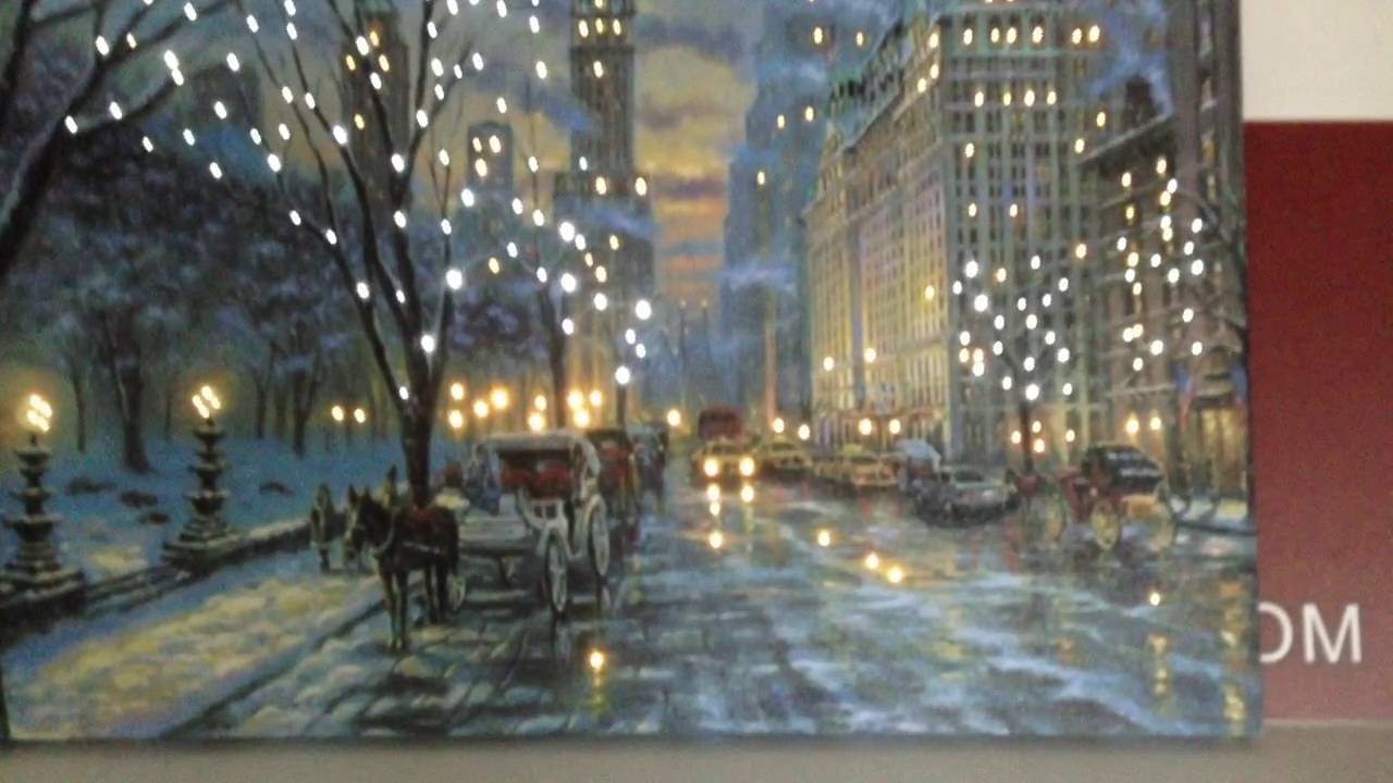 LED Lit Battery Operated New York City Christmas Wall Canvas - YouTube