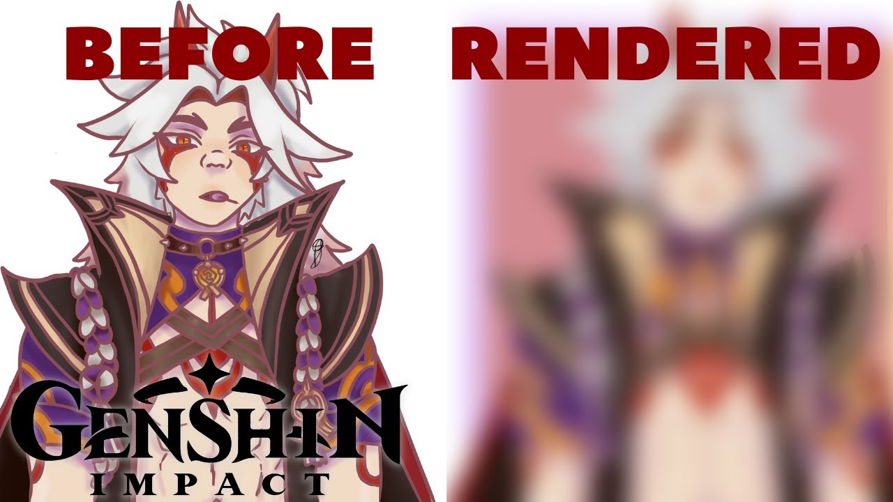Arataki Itto drawing and rendering progress - Genshin Impact fan art ...