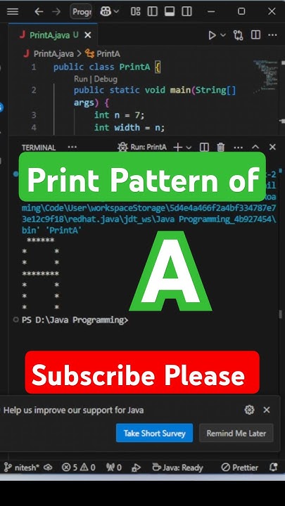 How to Print Character 'A' in Java | #shorts #java #coding #codingshorts #shortsvideo #viralcode ...