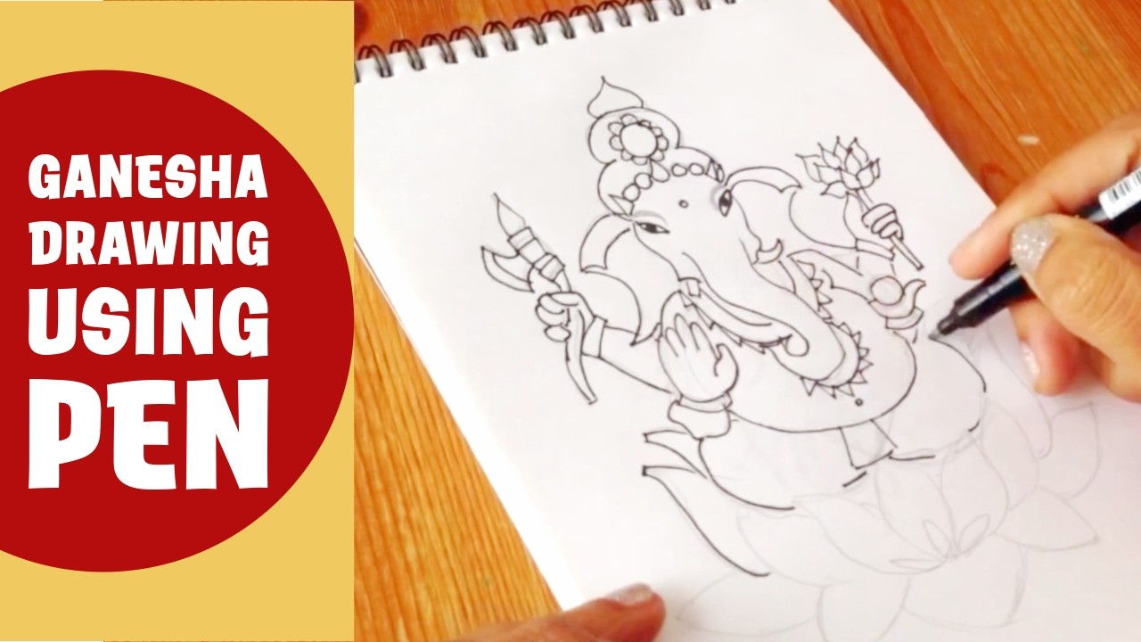 Ganesha Pen Drawing - YouTube