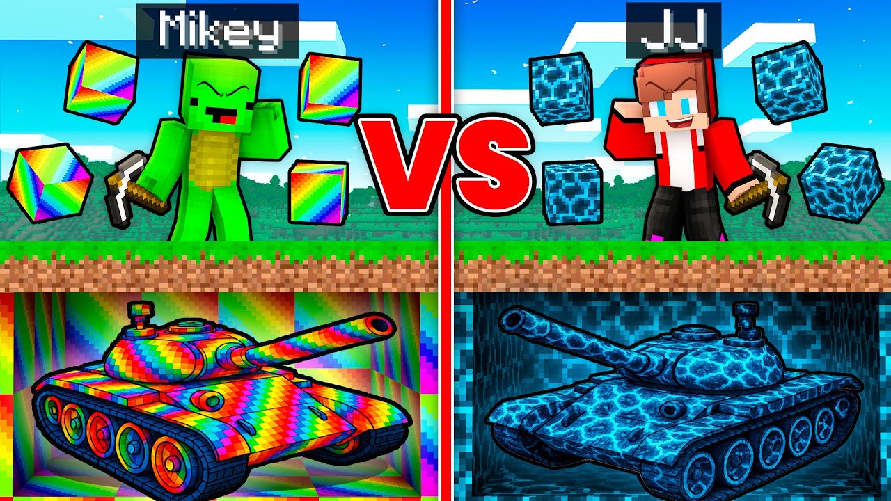 Mikey RAINBOW vs JJ STORM Tank Mine Battle in Minecraft - Maizen - YouTube